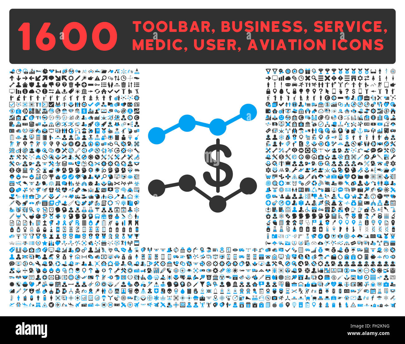 Sales Trends Icon with Large Pictogram Collection Stock Photo - Alamy