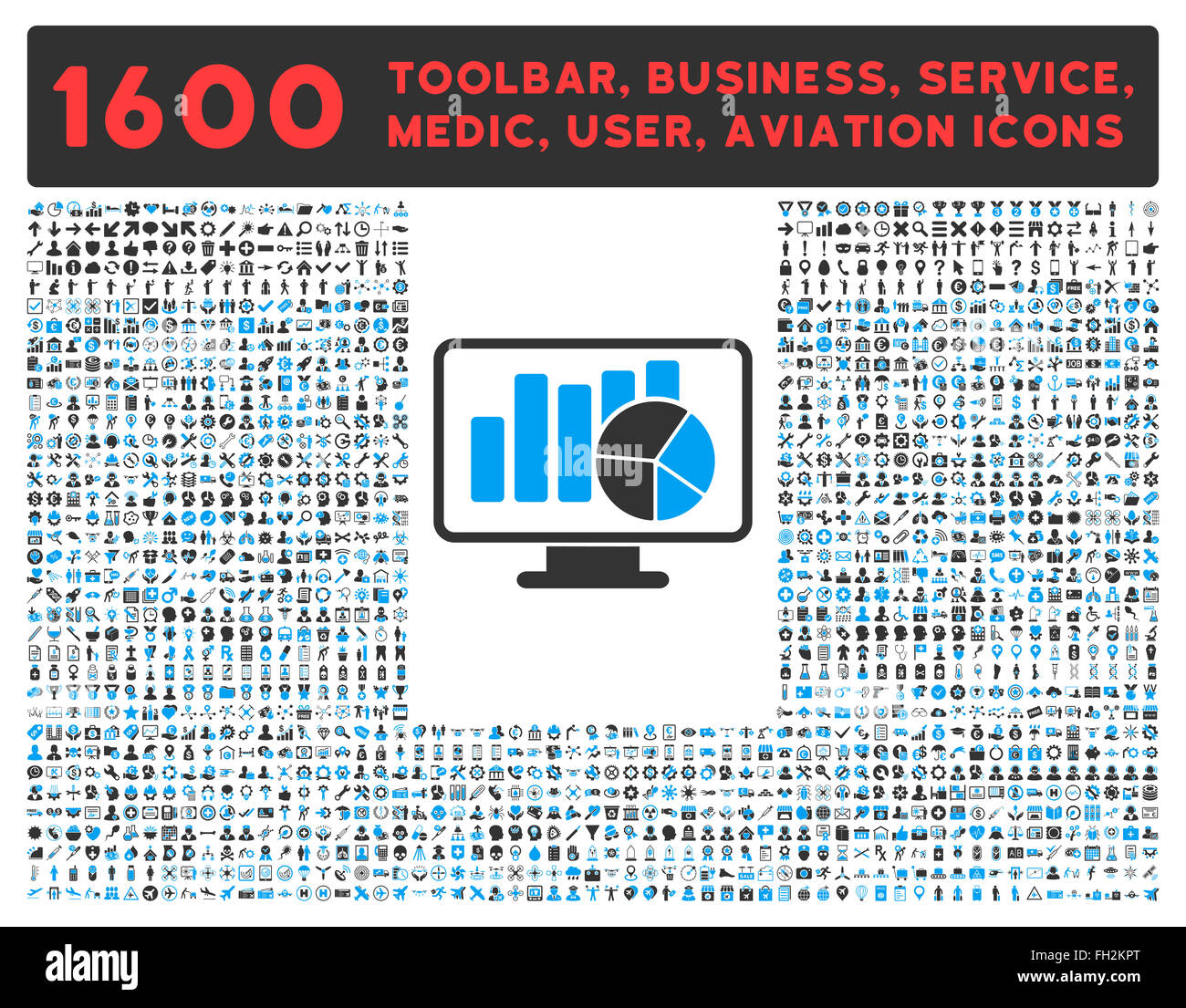 Statistics Icon with Large Pictogram Collection Stock Photo - Alamy