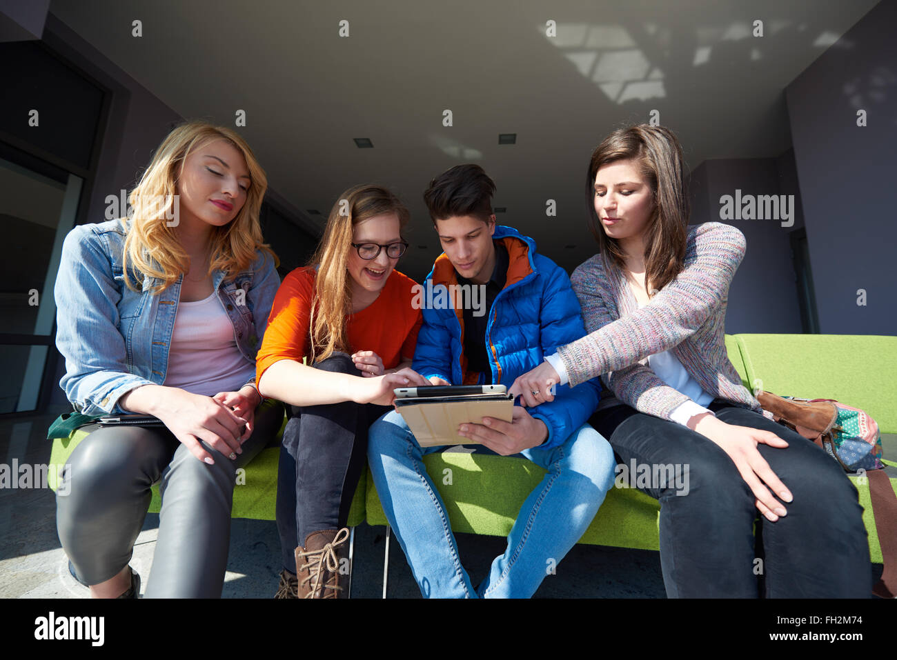 students group working on school project together Stock Photo - Alamy