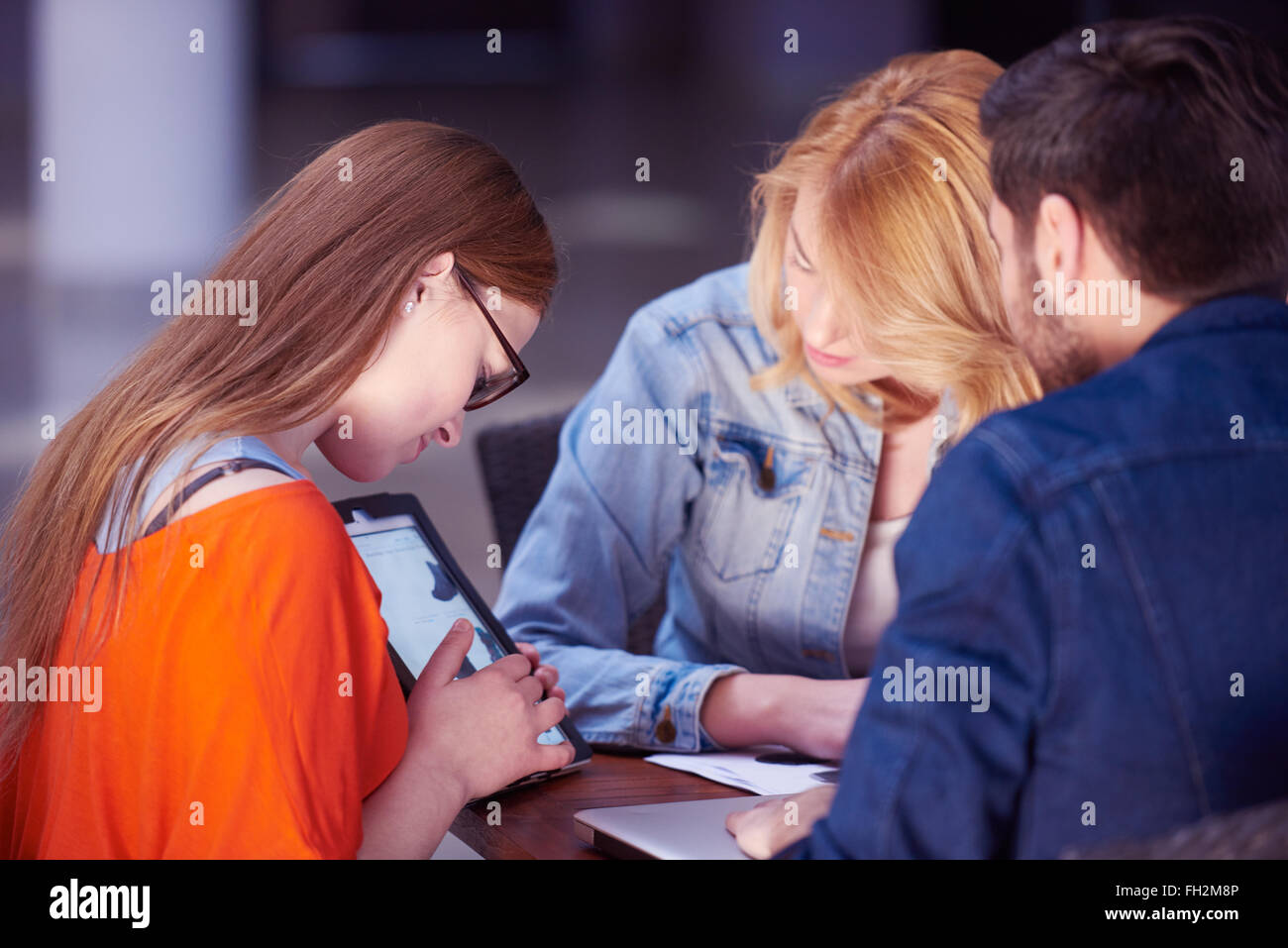 students group working on school project together Stock Photo - Alamy