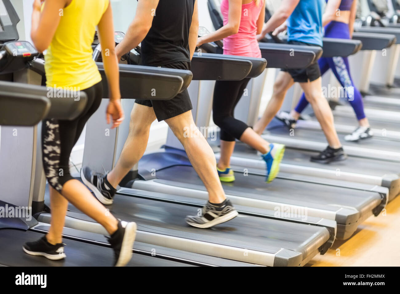 Fit people walking on treadmills Stock Photo - Alamy