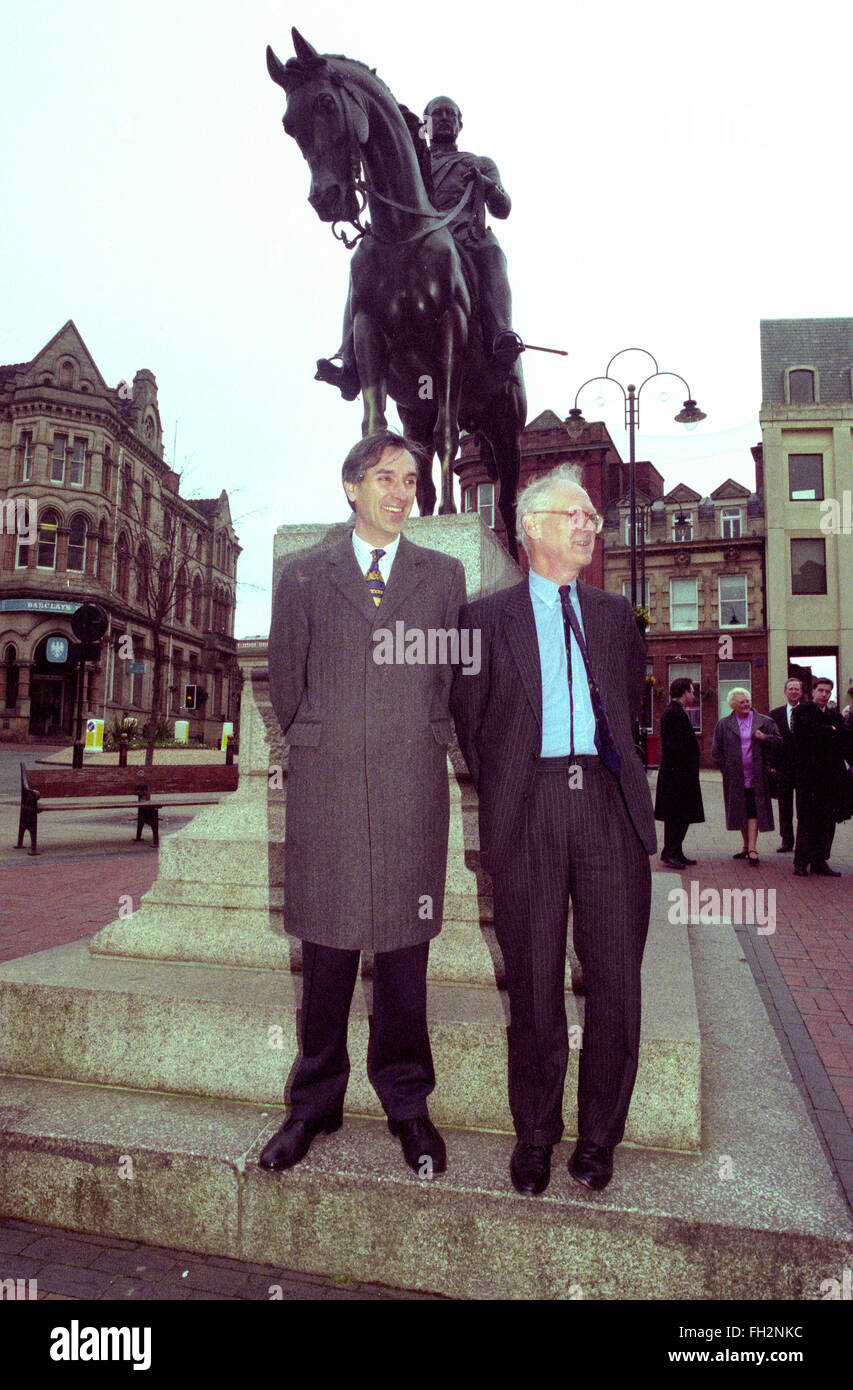 John Redwood and Nicholas Budgen on a walkabout in Wolverhampton during ...