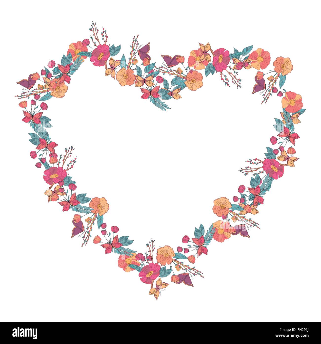 Heart wreath frame made Stock Vector Images - Alamy