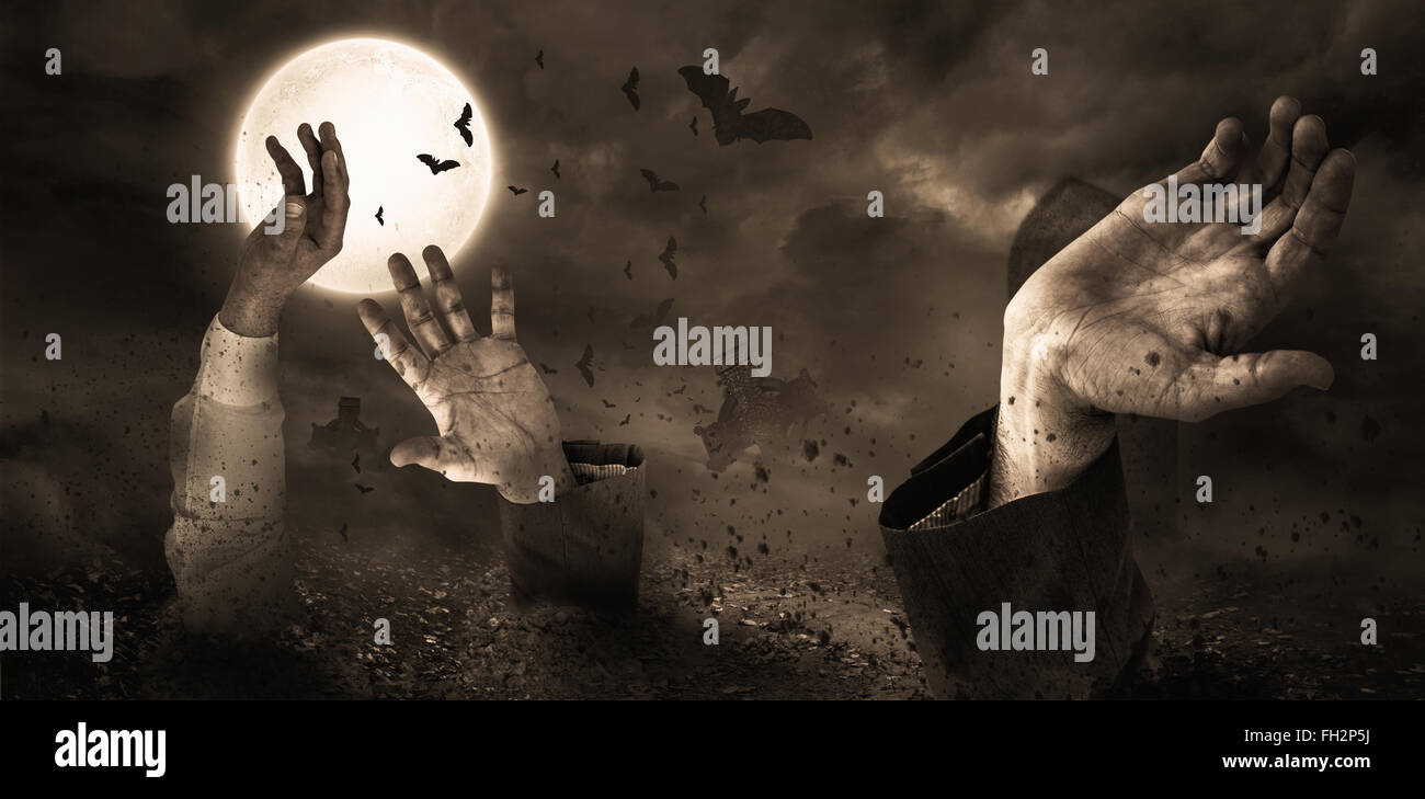 Zombies rising from the grave Stock Photo - Alamy