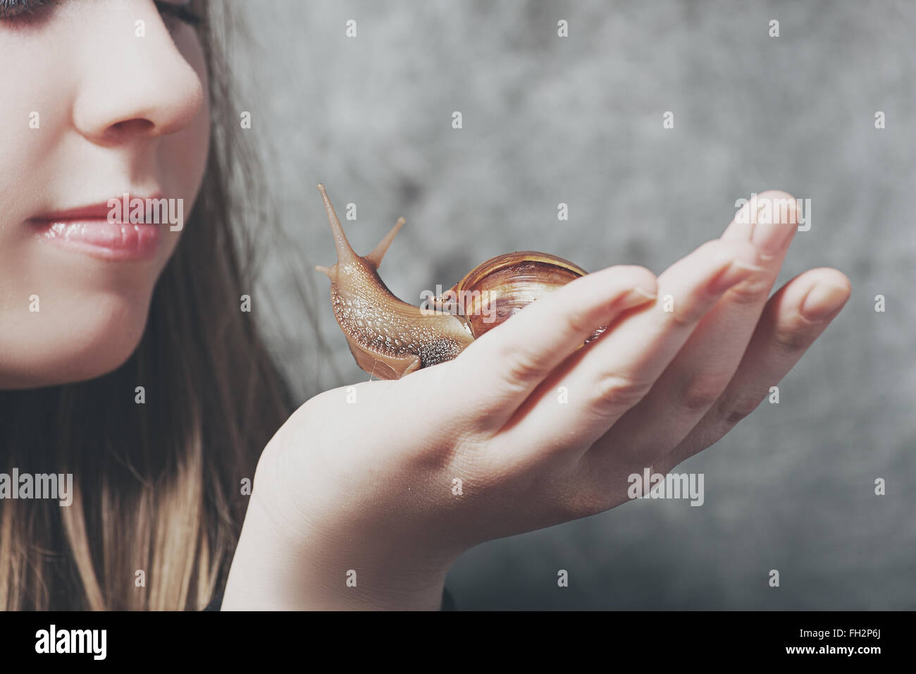 People and our little friends, abstract female portrait; young girl ...