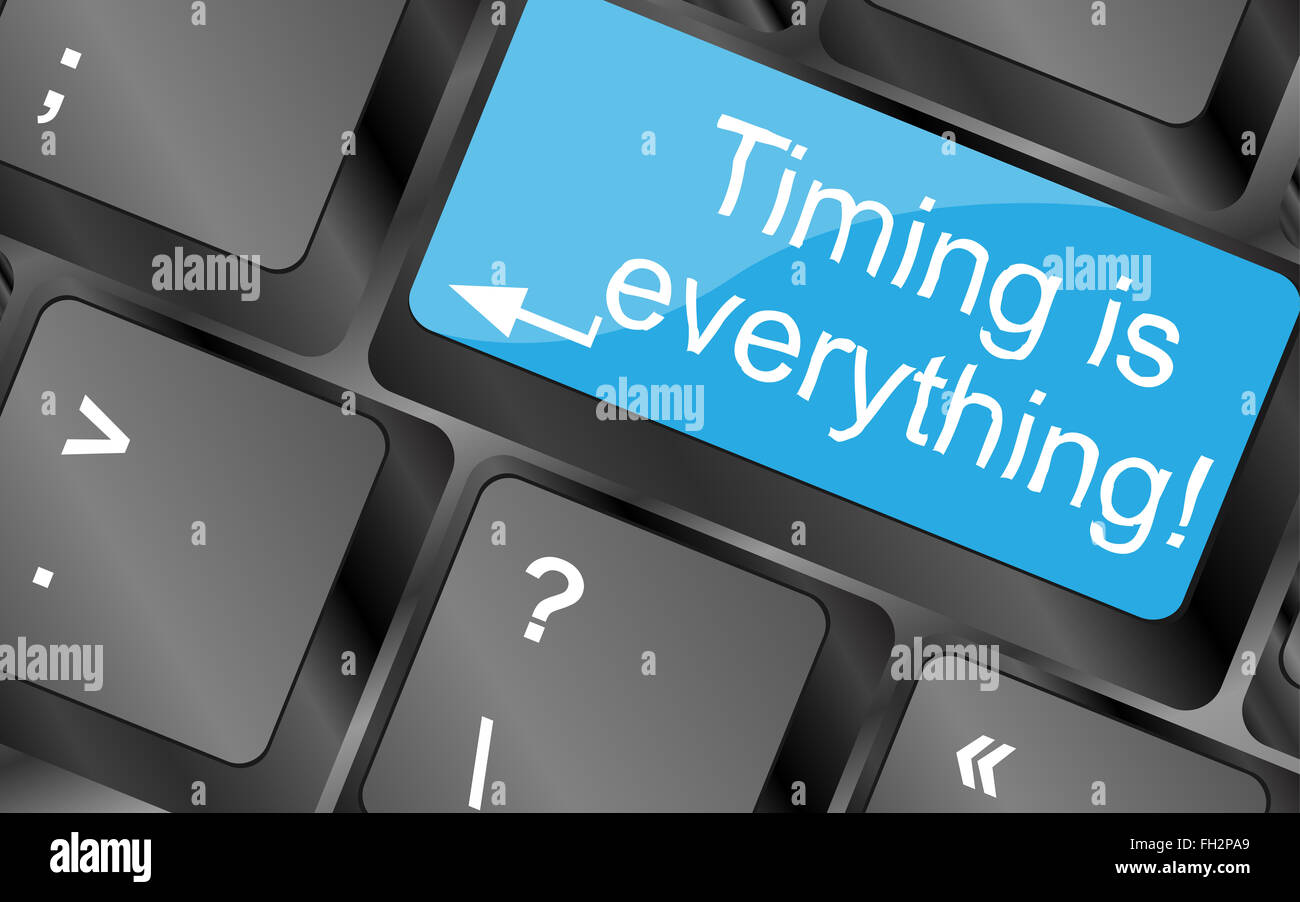 Timing is everything. Computer keyboard keys with quote button ...