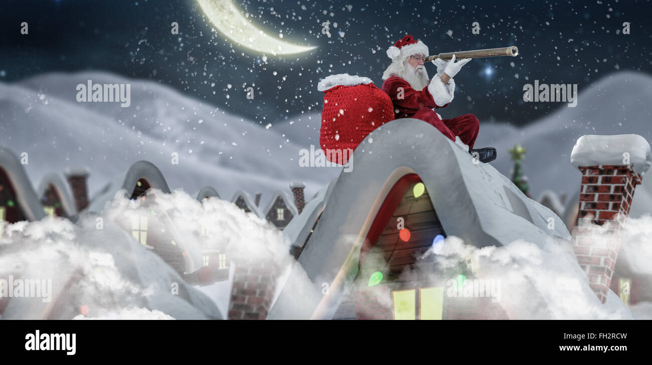 Santa delivery presents to village Stock Photo - Alamy