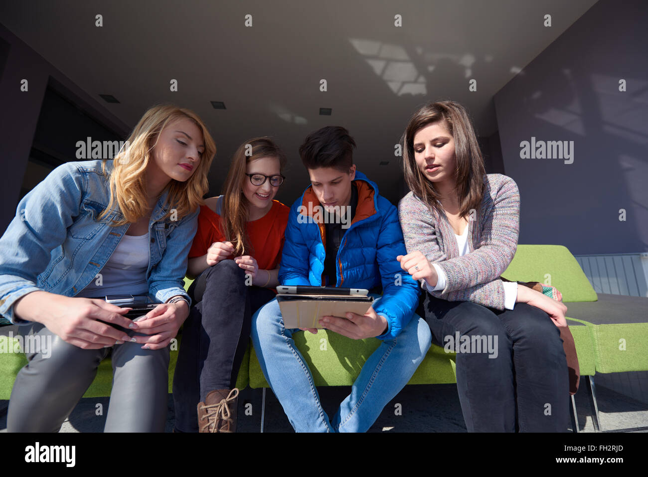 students group working on school project together Stock Photo - Alamy