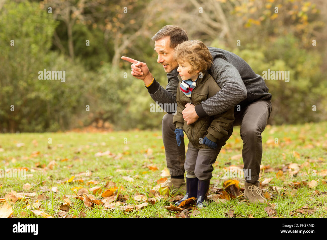 Father showing something to his son Stock Photo - Alamy