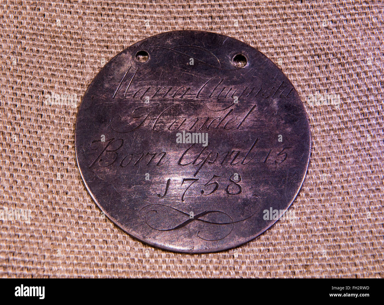 A so-called token of the Foundling Hospital for the child Maria Augusta ...