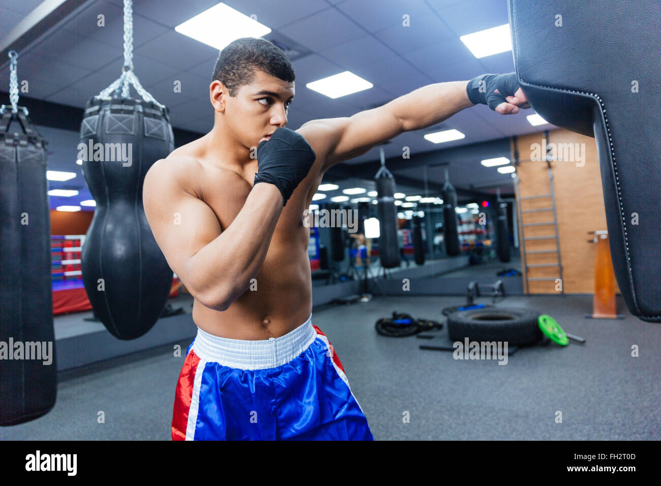 Male boxer training in gym Stock Photo - Alamy