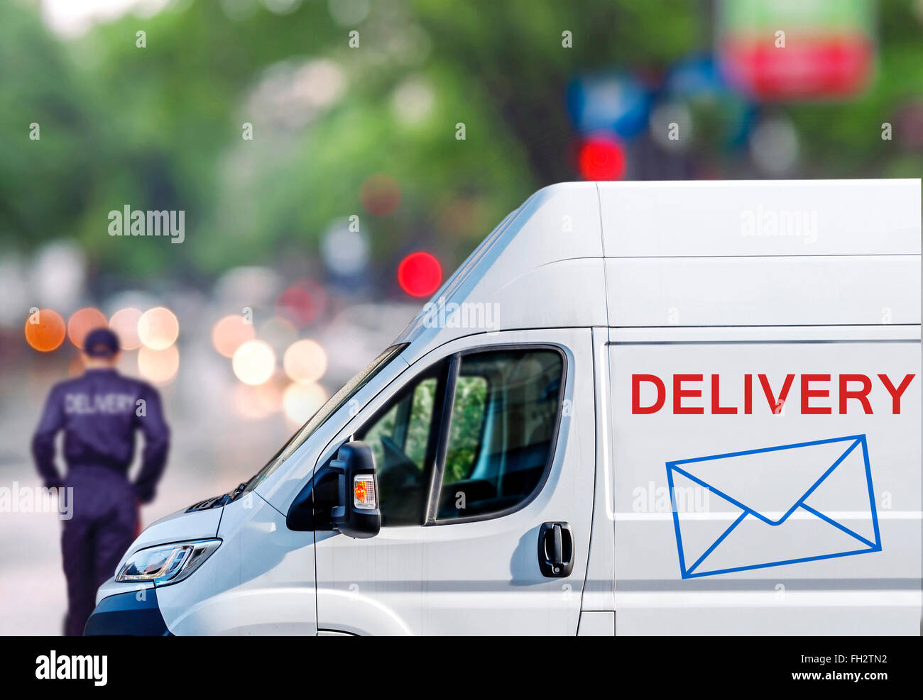 Delivery Van on the street Stock Photo - Alamy