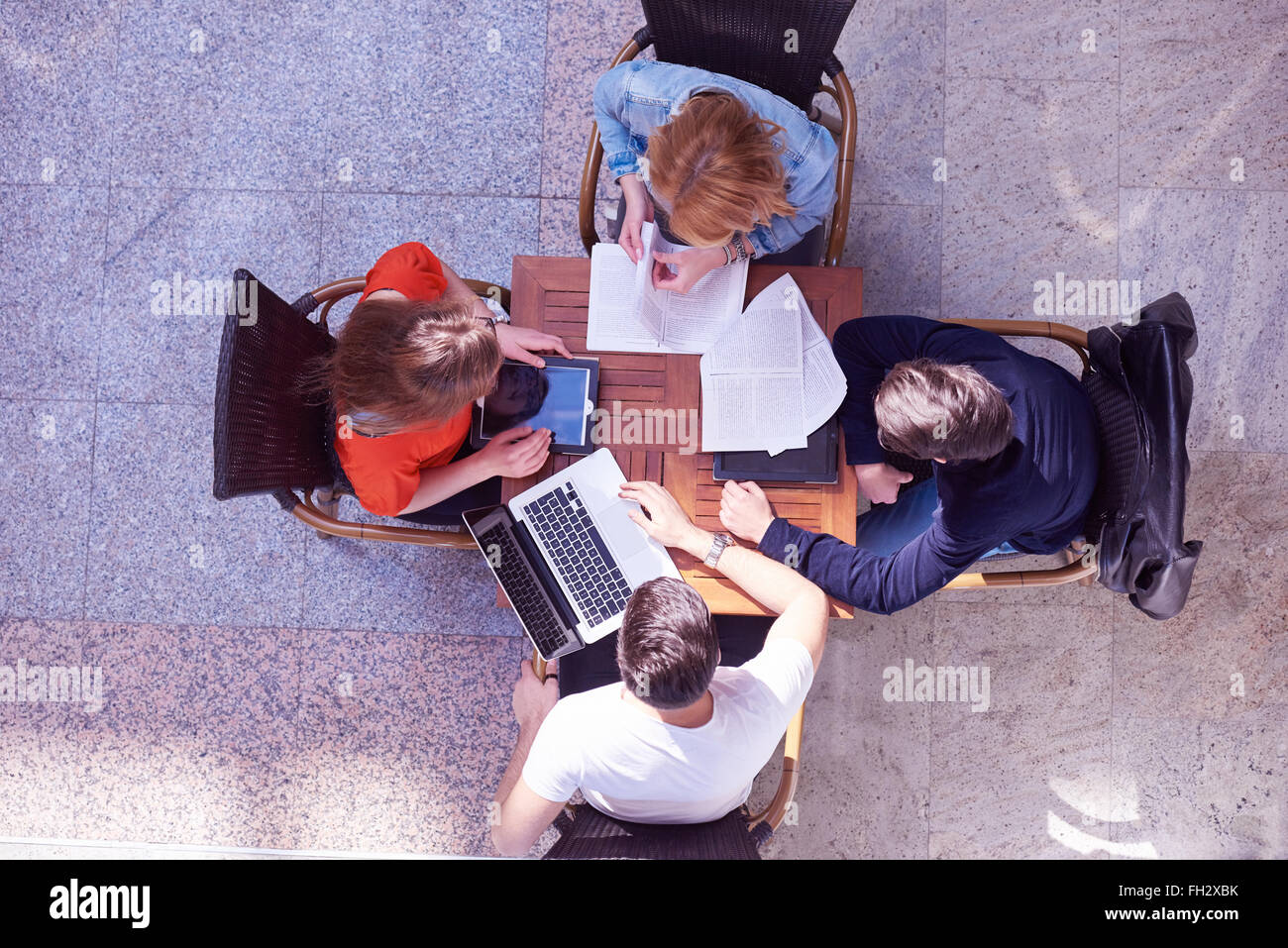 students group working on school project together Stock Photo - Alamy