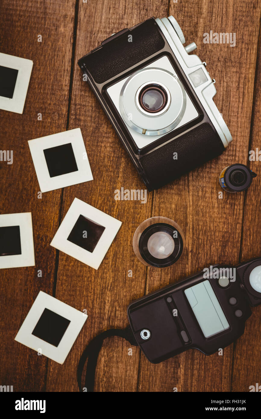 View of an old camera with photos slides Stock Photo - Alamy