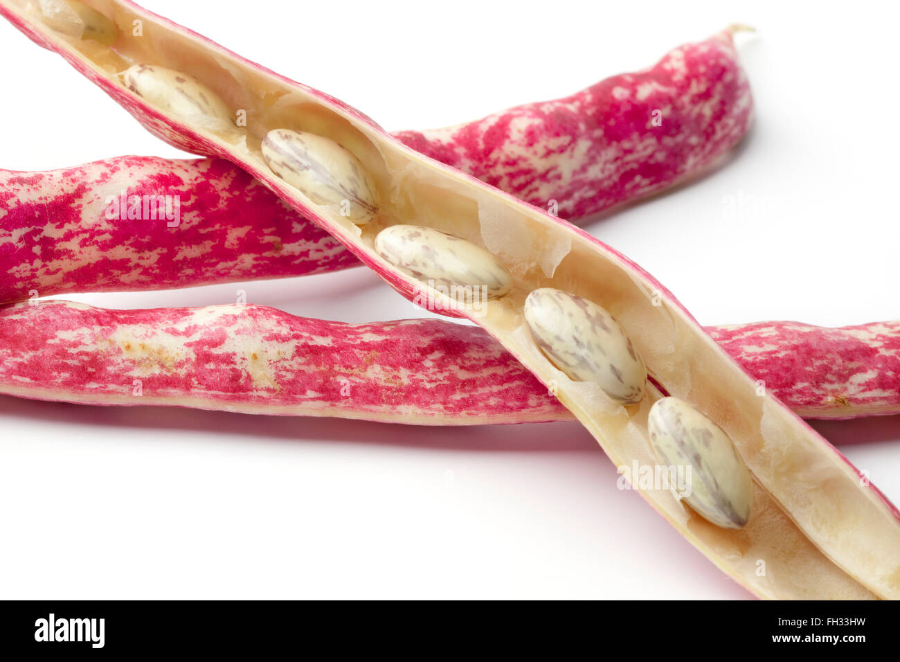 Fresh raw Borlotti beans in the shell on white background Stock Photo ...