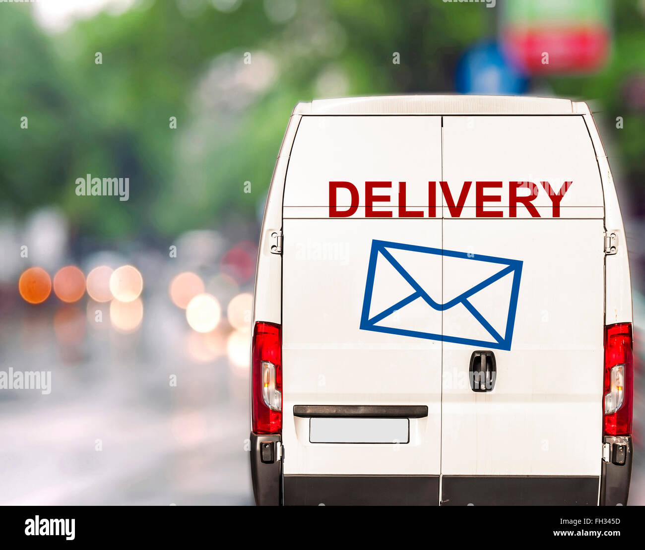 White delivery city Van Stock Photo - Alamy