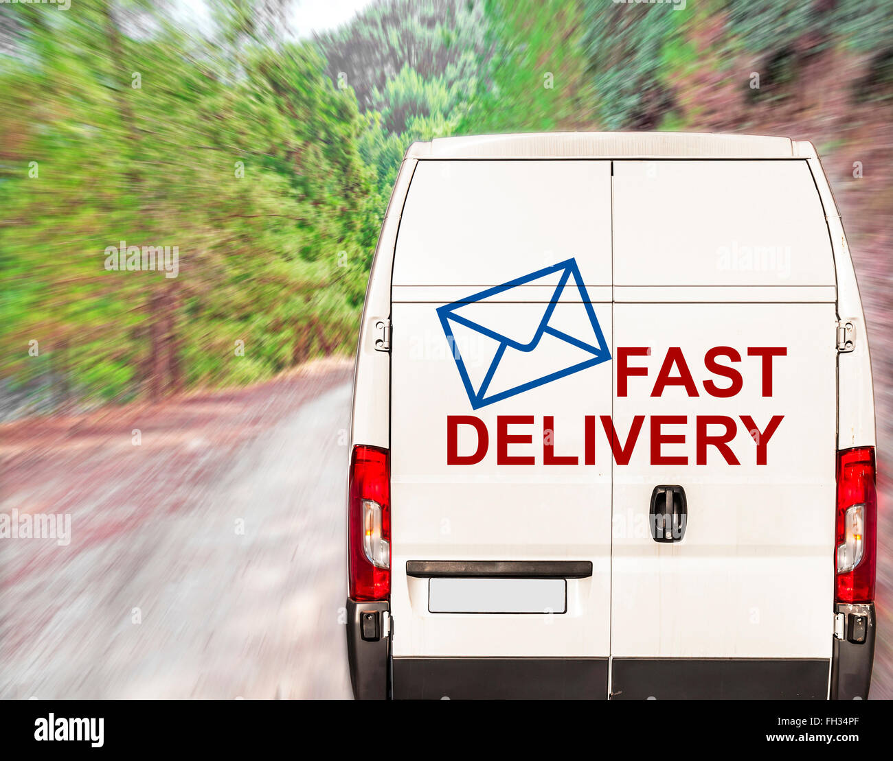 White fast delivery Van Stock Photo - Alamy