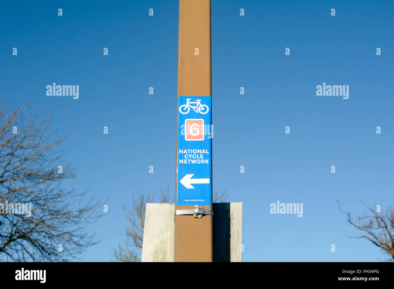 National Cycle Network 6 sign with direction arrow guiding cyclists ...