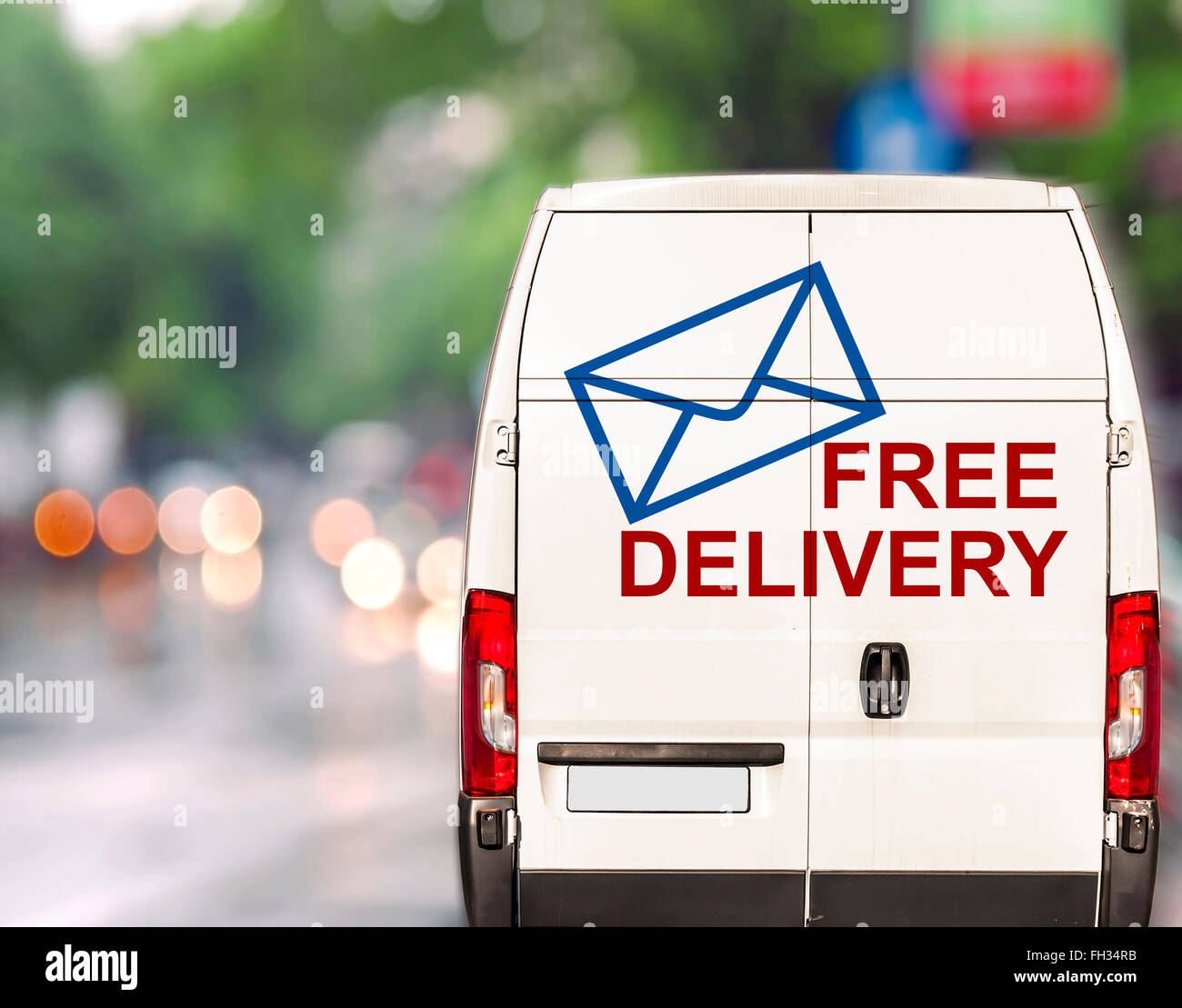 White free delivery Van Stock Photo - Alamy