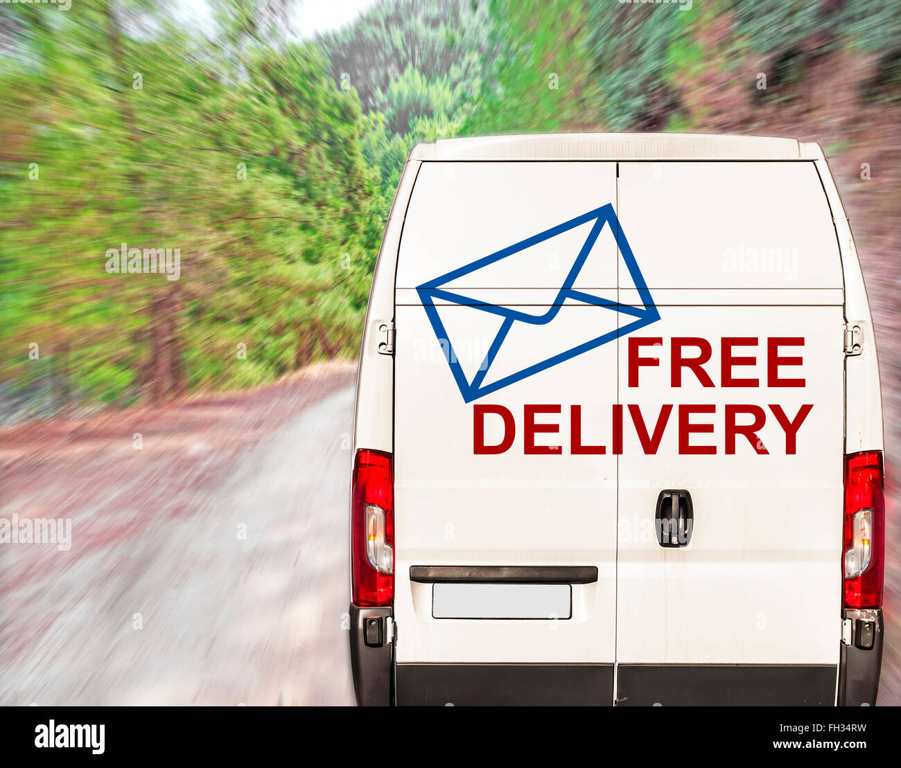 White free delivery Van Stock Photo - Alamy