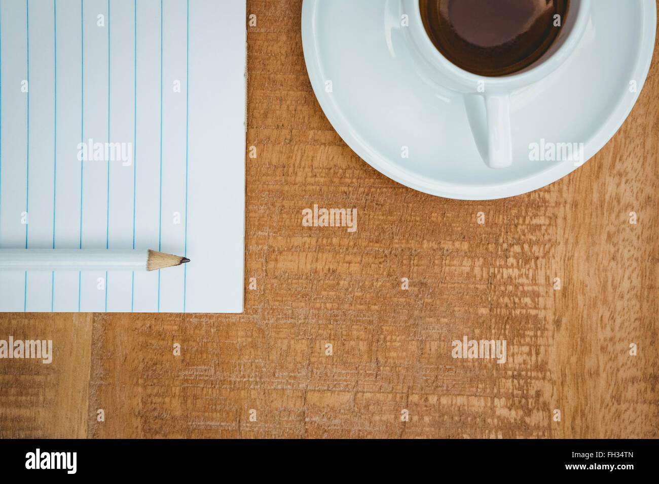 Above view of a coffee and paper Stock Photo - Alamy