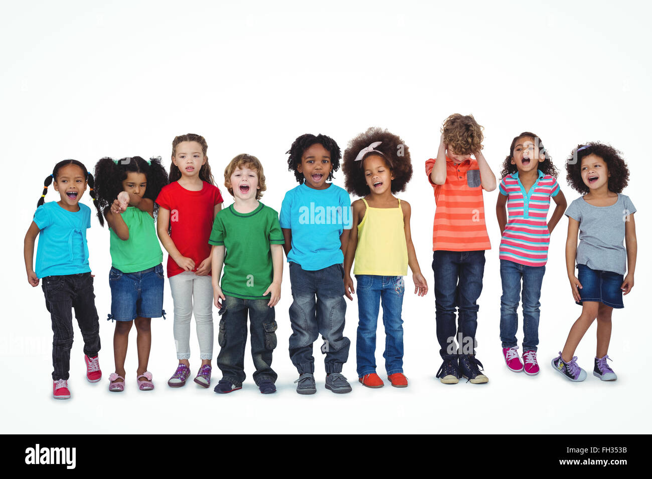 A row of children standing together Stock Photo - Alamy