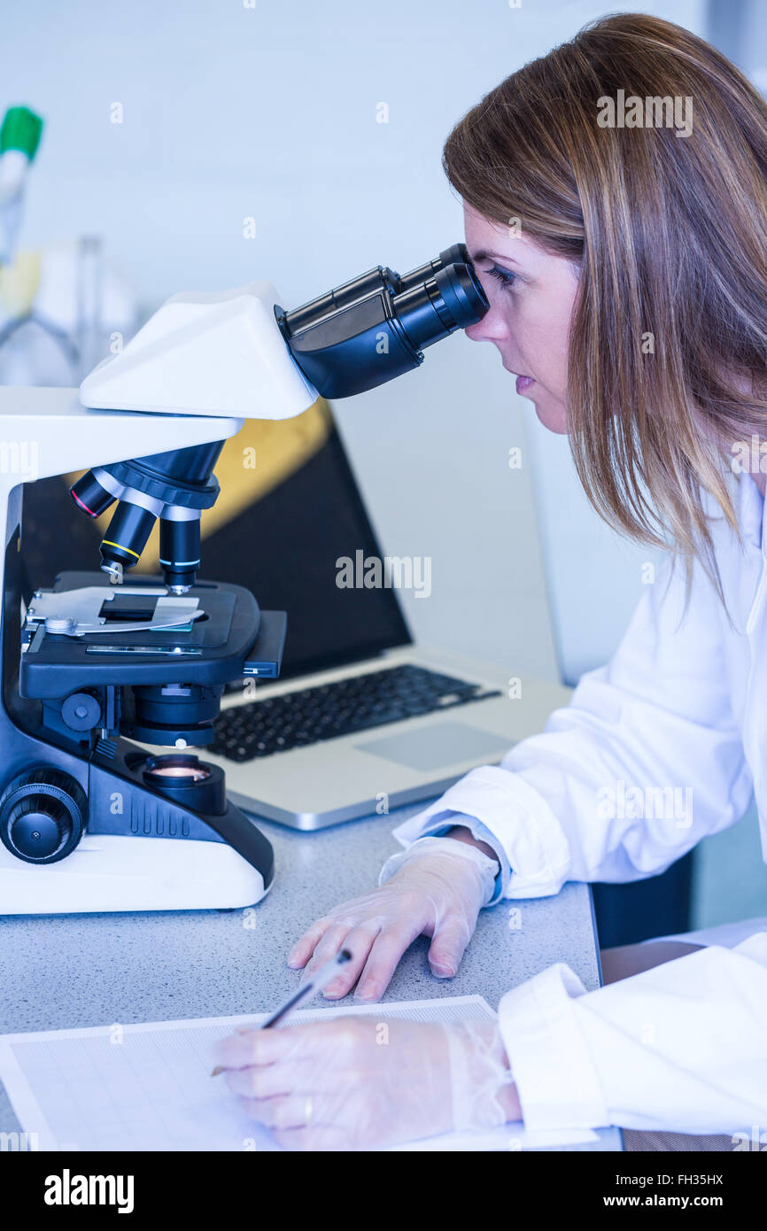 Scientist working with a microscope in laboratory Stock Photo - Alamy