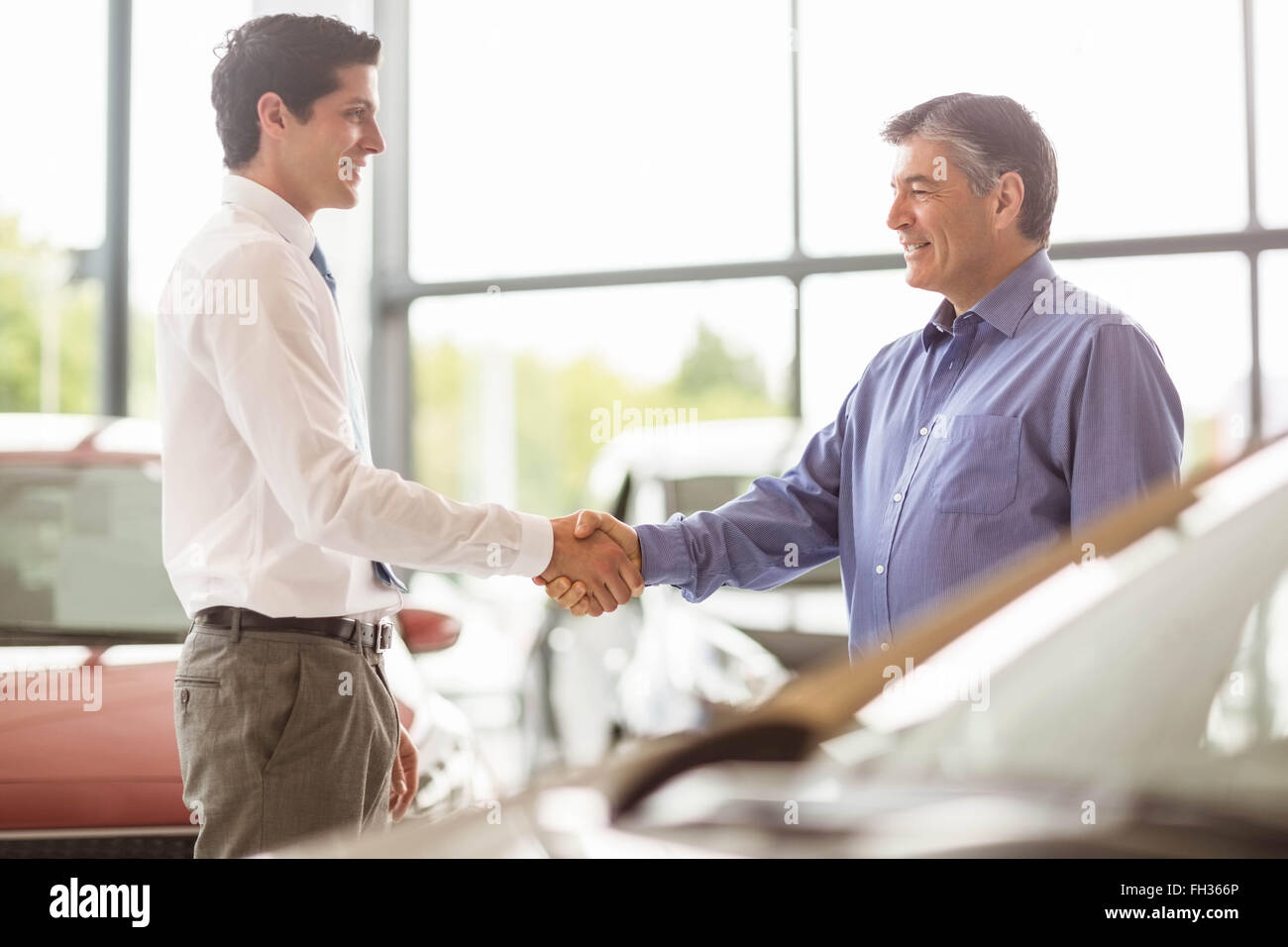 Businessman shaking a customer hand Stock Photo - Alamy