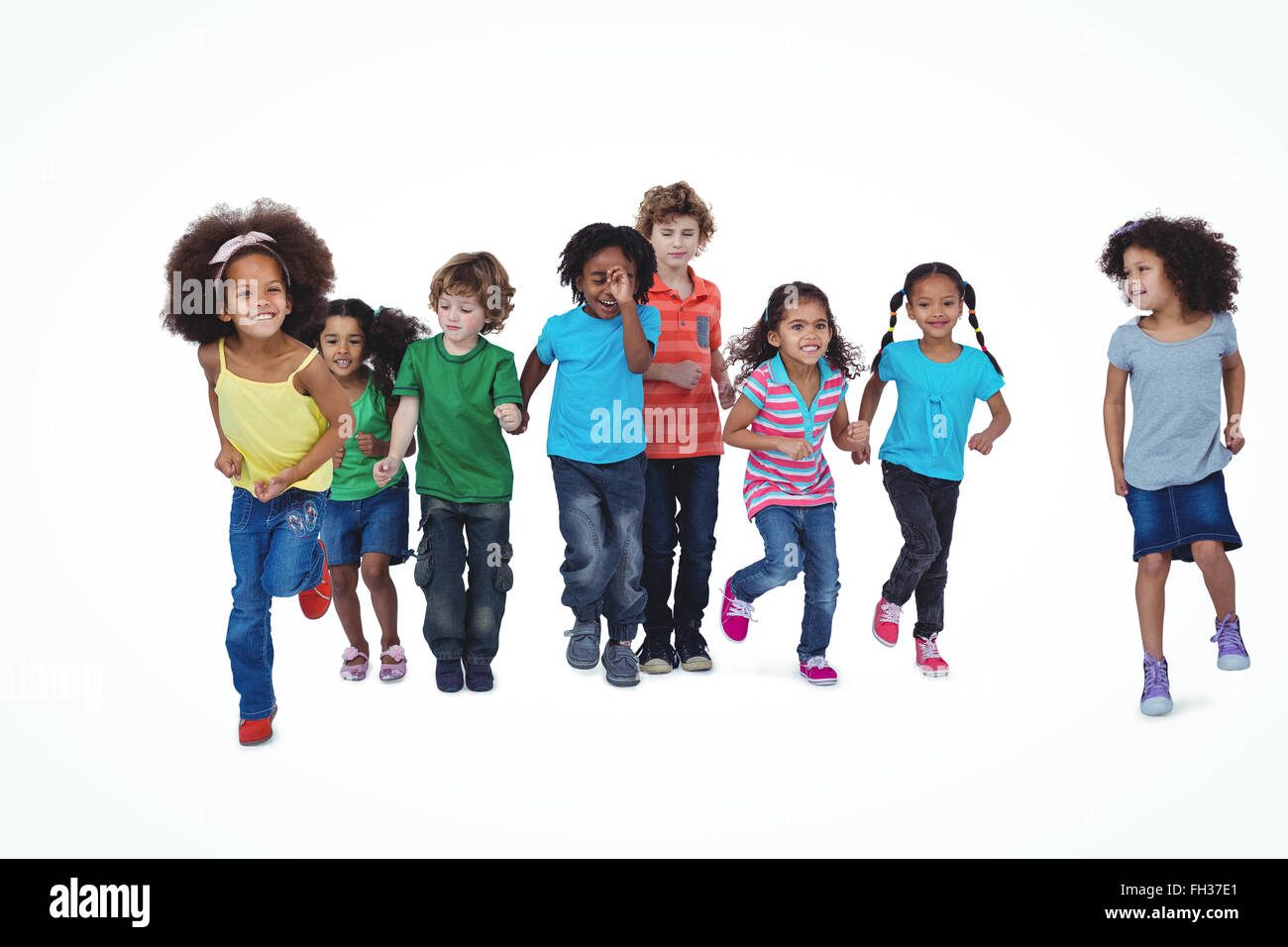 A row of children standing together Stock Photo - Alamy