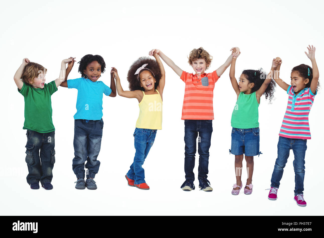 A row of children standing together Stock Photo - Alamy