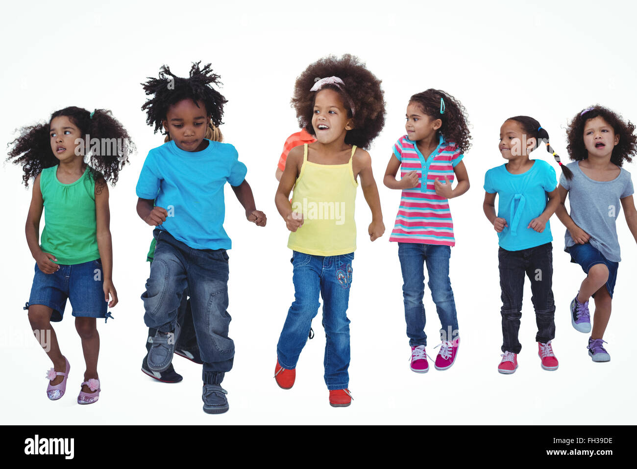 A row of children standing together Stock Photo - Alamy