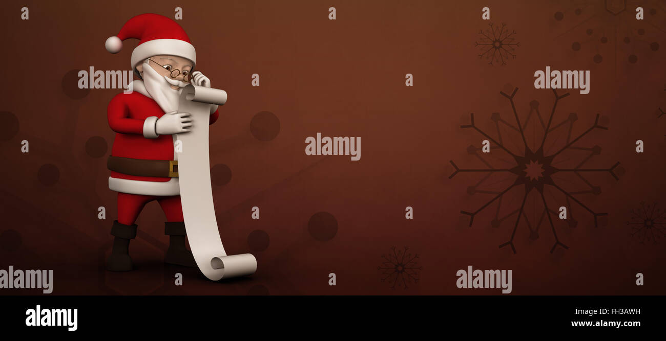 Composite image of cartoon santa reading his list Stock Photo - Alamy