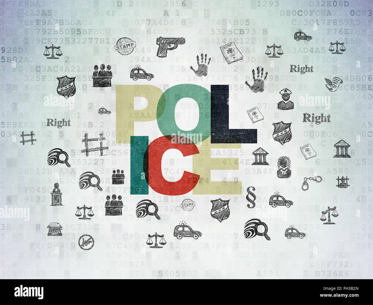 Law concept: Police on Digital Paper background Stock Photo - Alamy