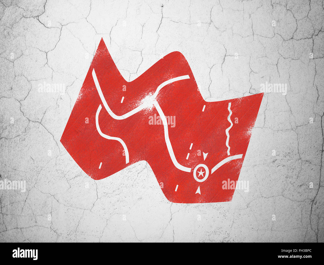 Travel concept: Map on wall background Stock Photo - Alamy