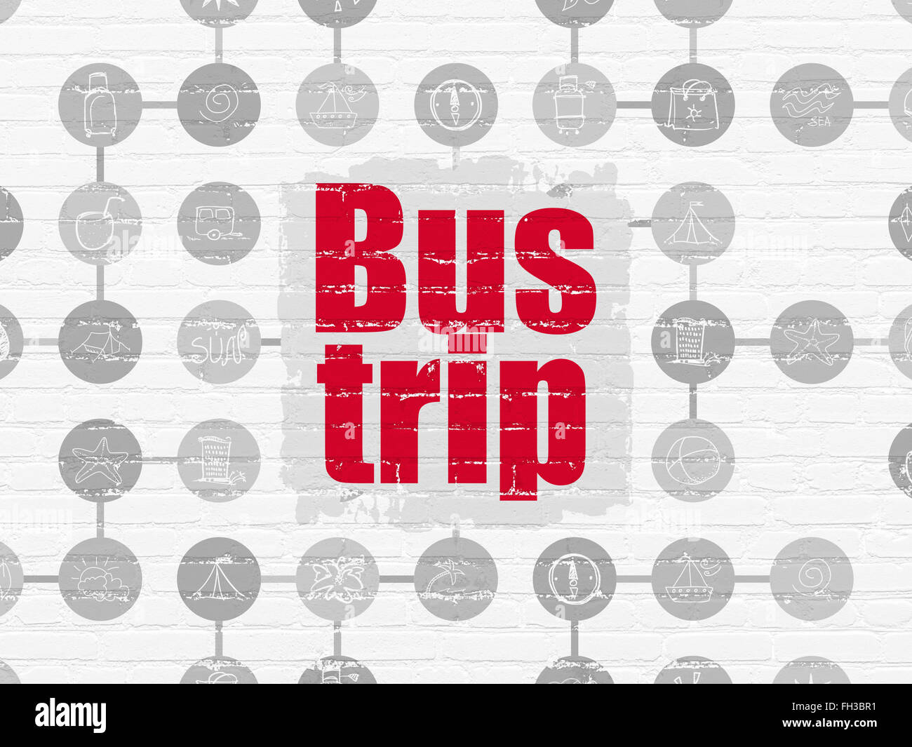 Vacation concept: Bus Trip on wall background Stock Photo - Alamy