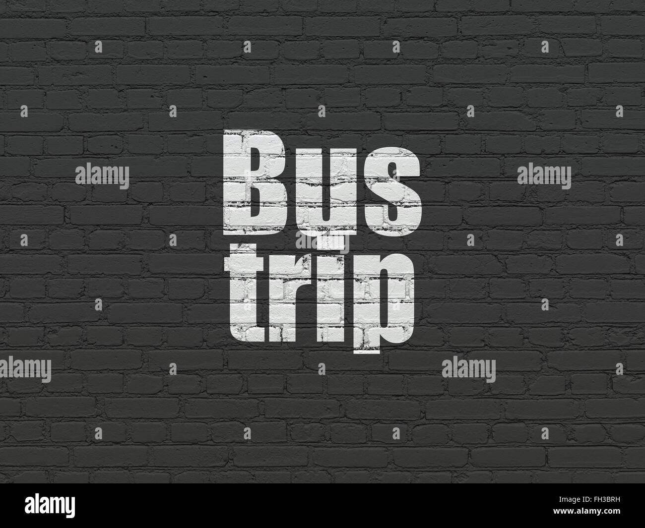 Vacation concept: Bus Trip on wall background Stock Photo - Alamy