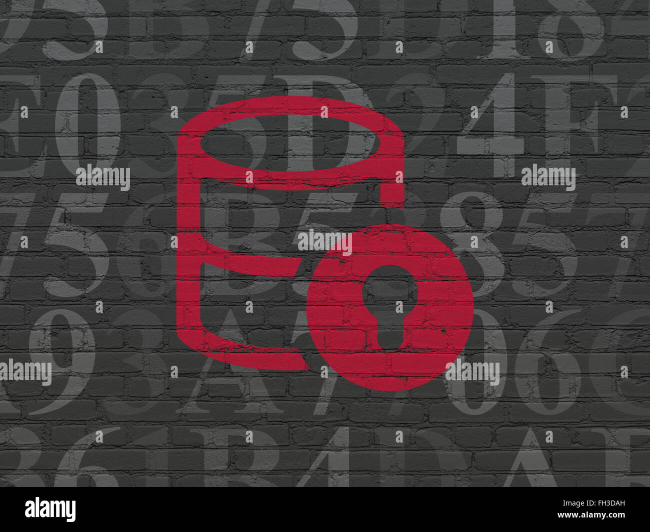 Database concept: Database With Lock on wall background Stock Photo - Alamy