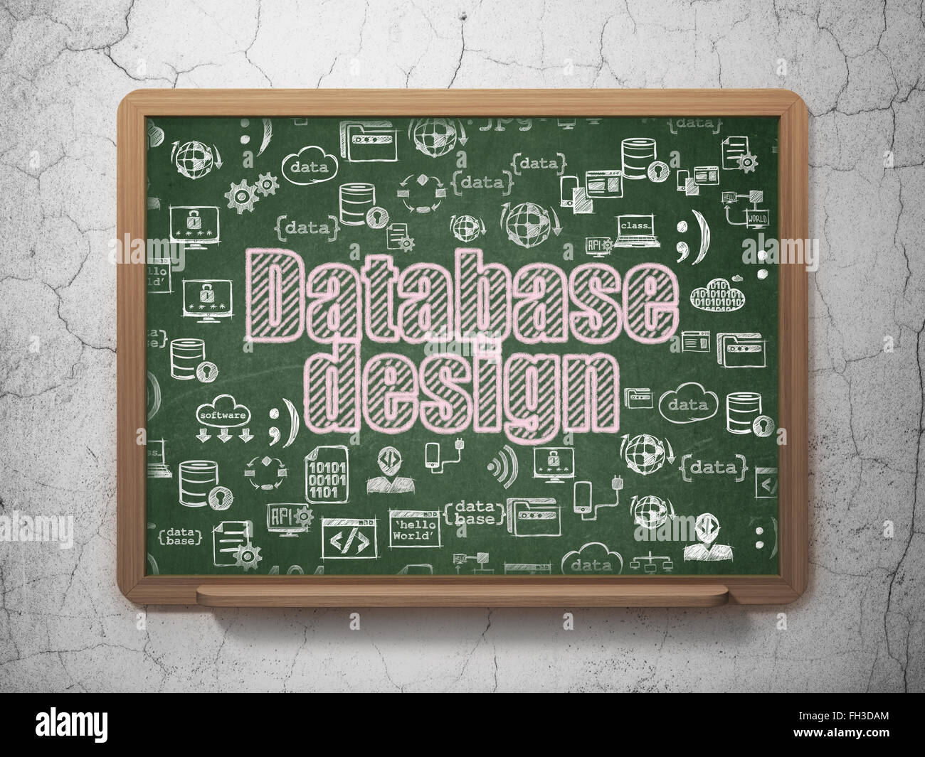 Database concept: Database Design on School Board background Stock ...