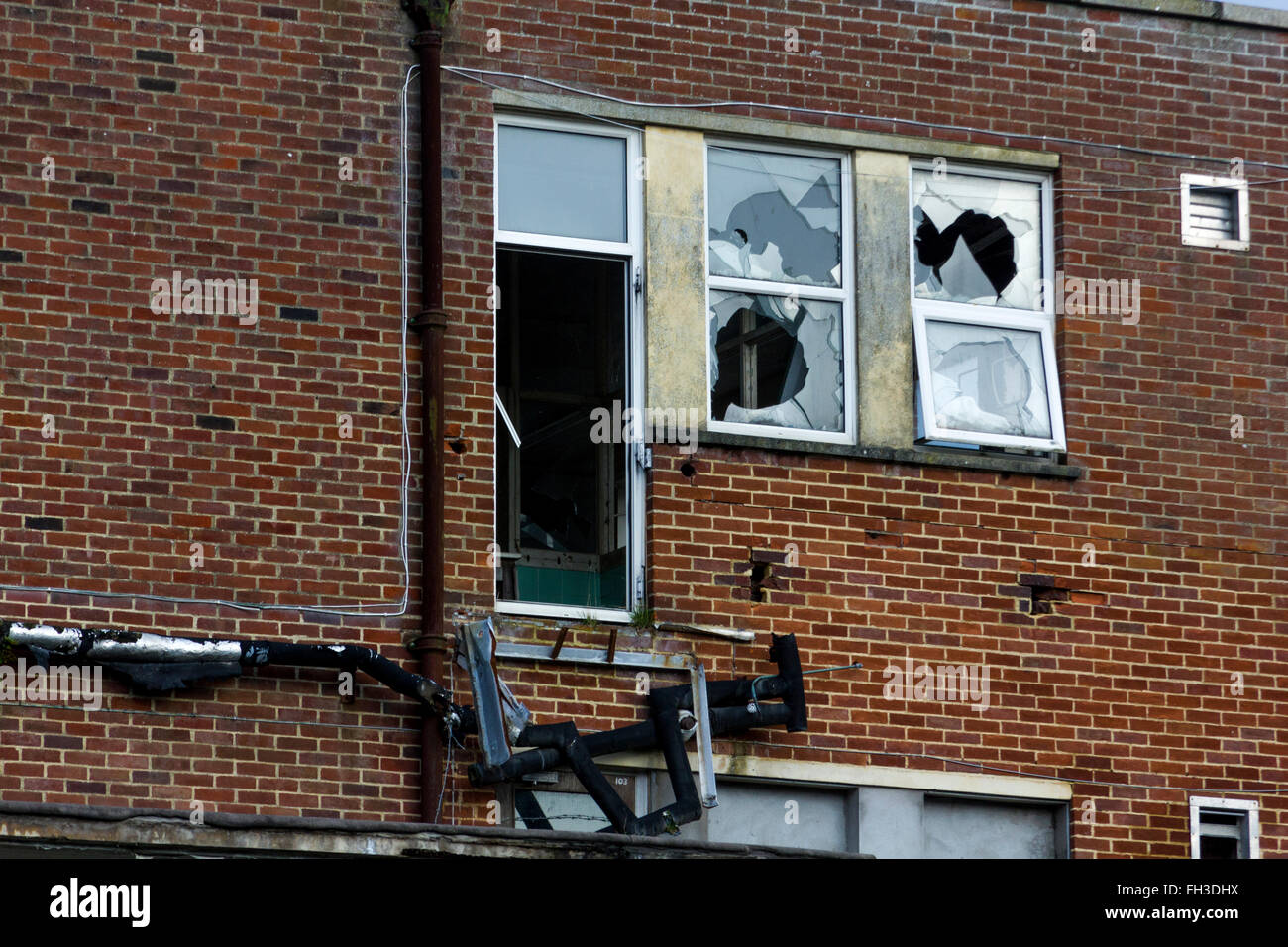Smashed Windows and Door Overlooking the River Torridge in the Derelict ...
