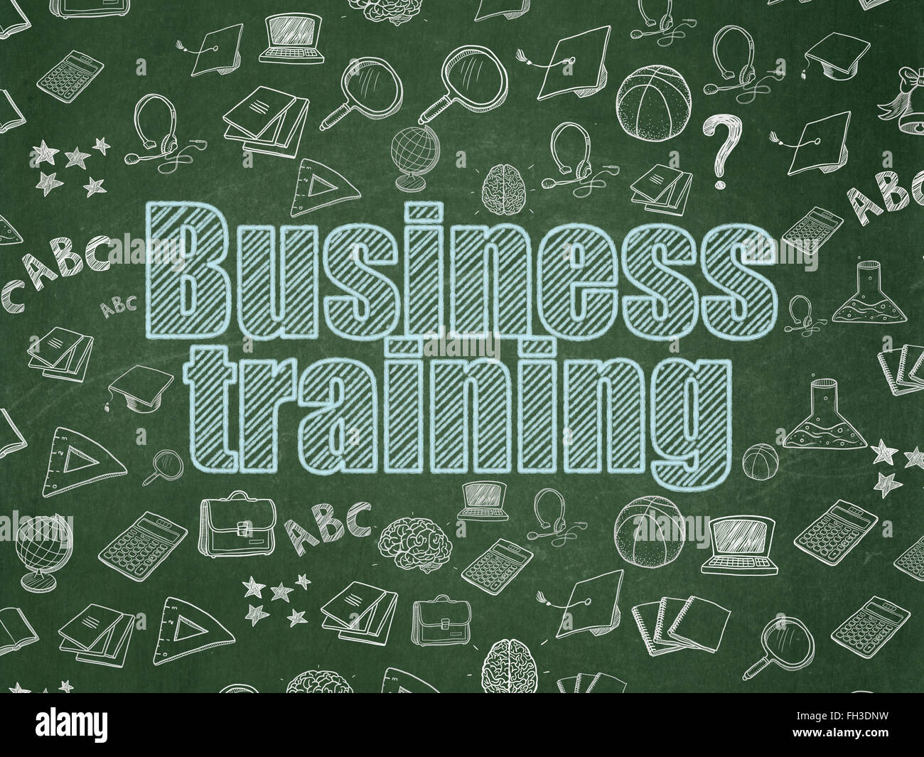 Studying concept: Business Training on School Board background Stock ...