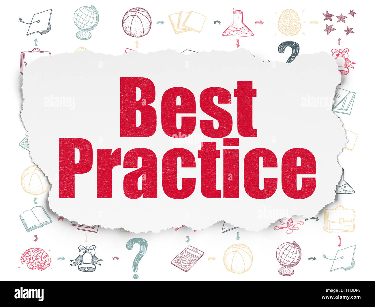 Learning concept: Best Practice on Torn Paper background Stock Photo ...