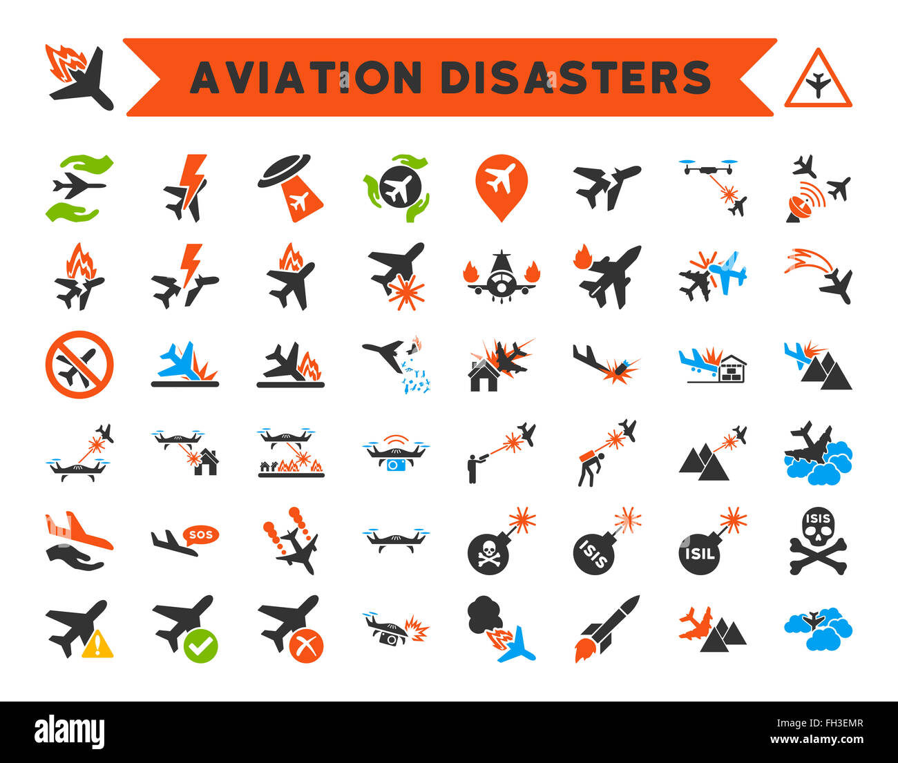 Aviation Disasters Icons Stock Photo - Alamy