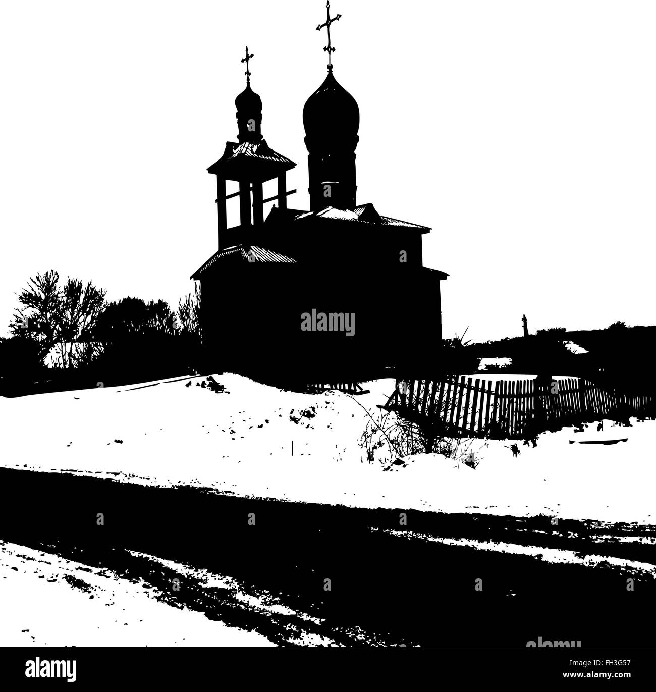 Silhouette of the old church. Vector illustration Stock Vector Image ...