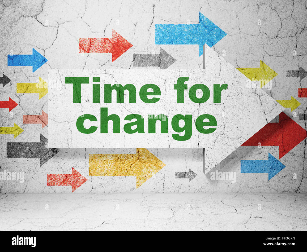 Time concept: arrow with Time for Change on grunge wall background ...