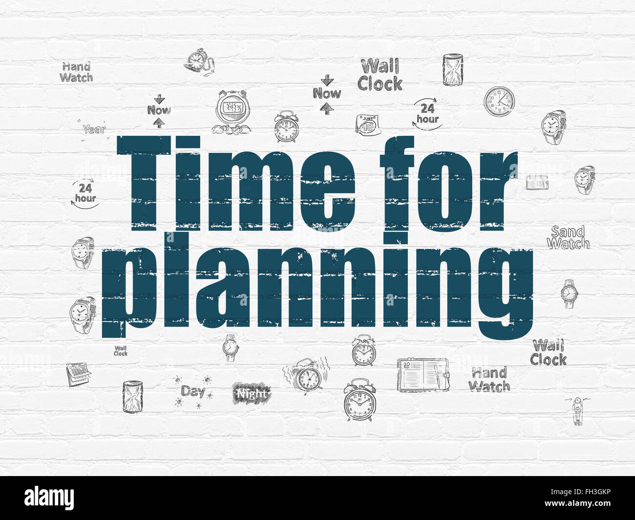 Time concept: Time for Planning on wall background Stock Photo - Alamy