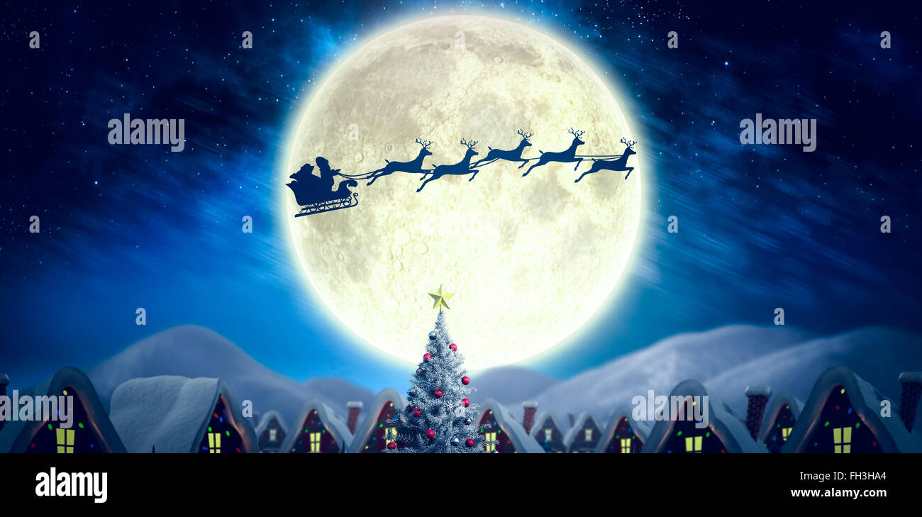 Santa delivery presents to village Stock Photo - Alamy