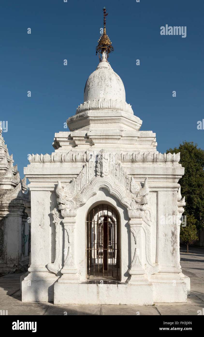 White kyauksa gu or stone-inscription cave at Kuthodaw Pagoda, Mandalay ...