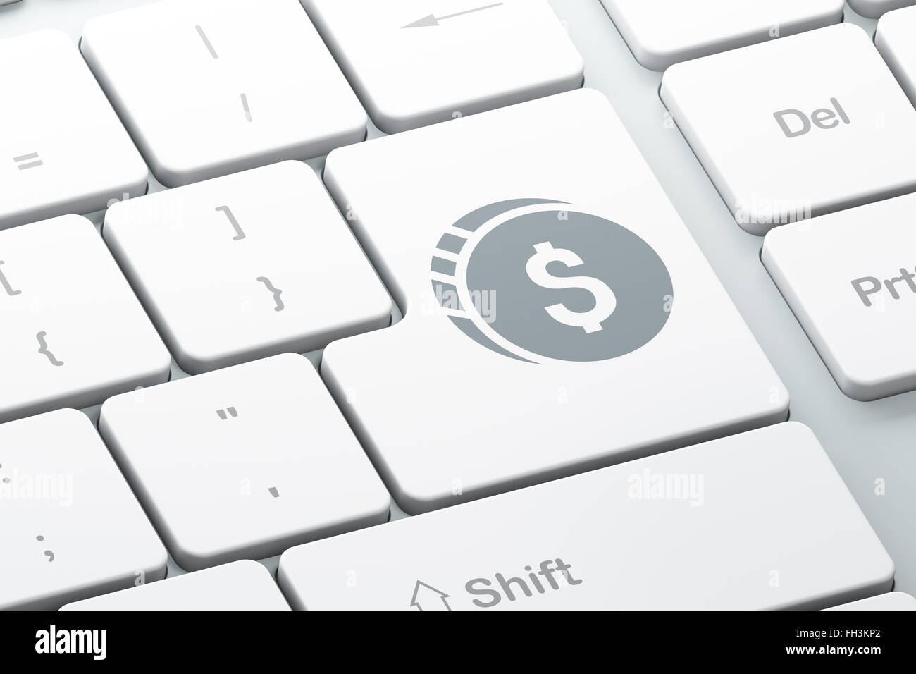 Money concept: Dollar Coin on computer keyboard background Stock Photo ...