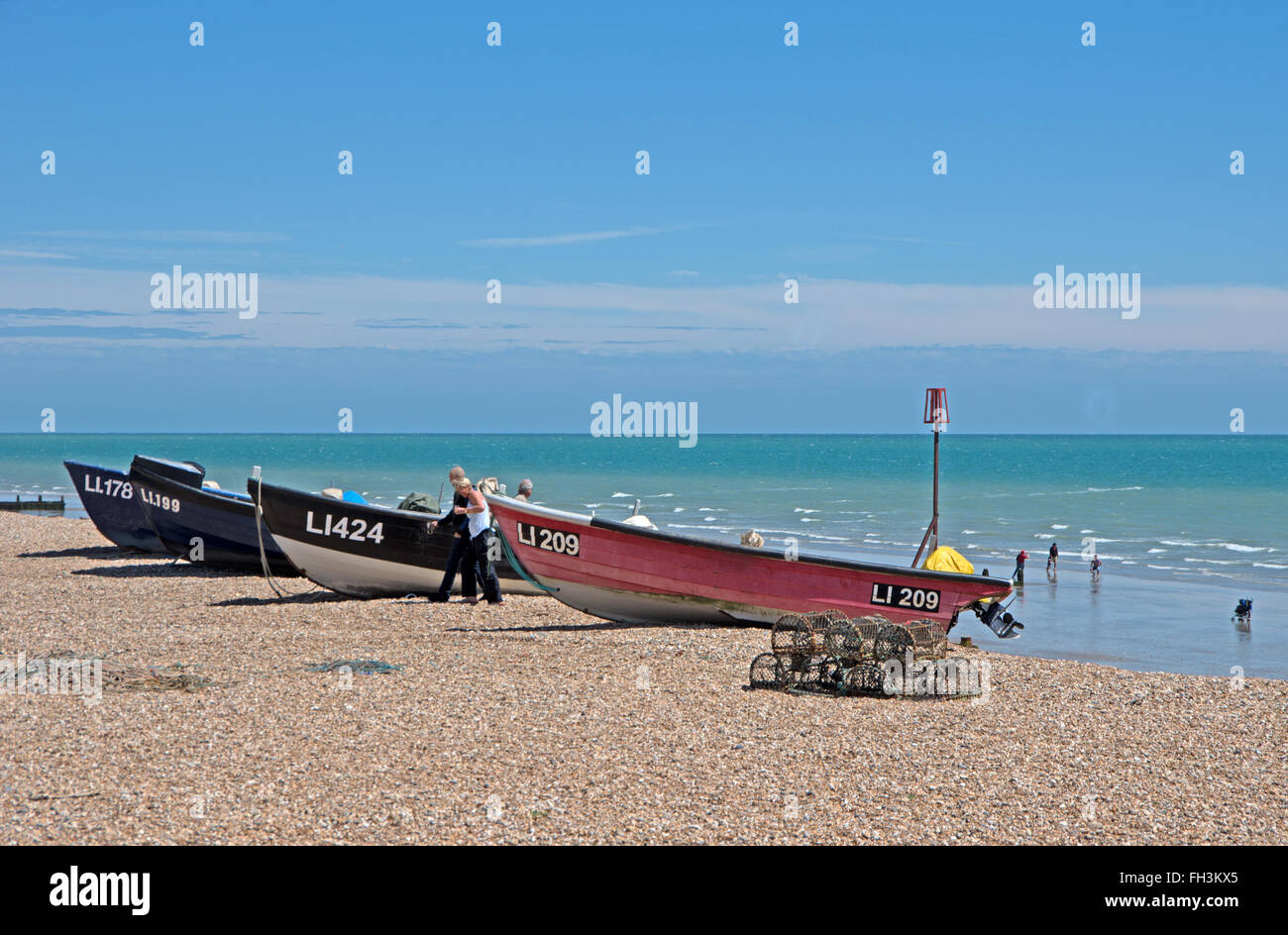 Bognor Regis, Beach Front and Fishing Boats, Sussex, England Stock ...