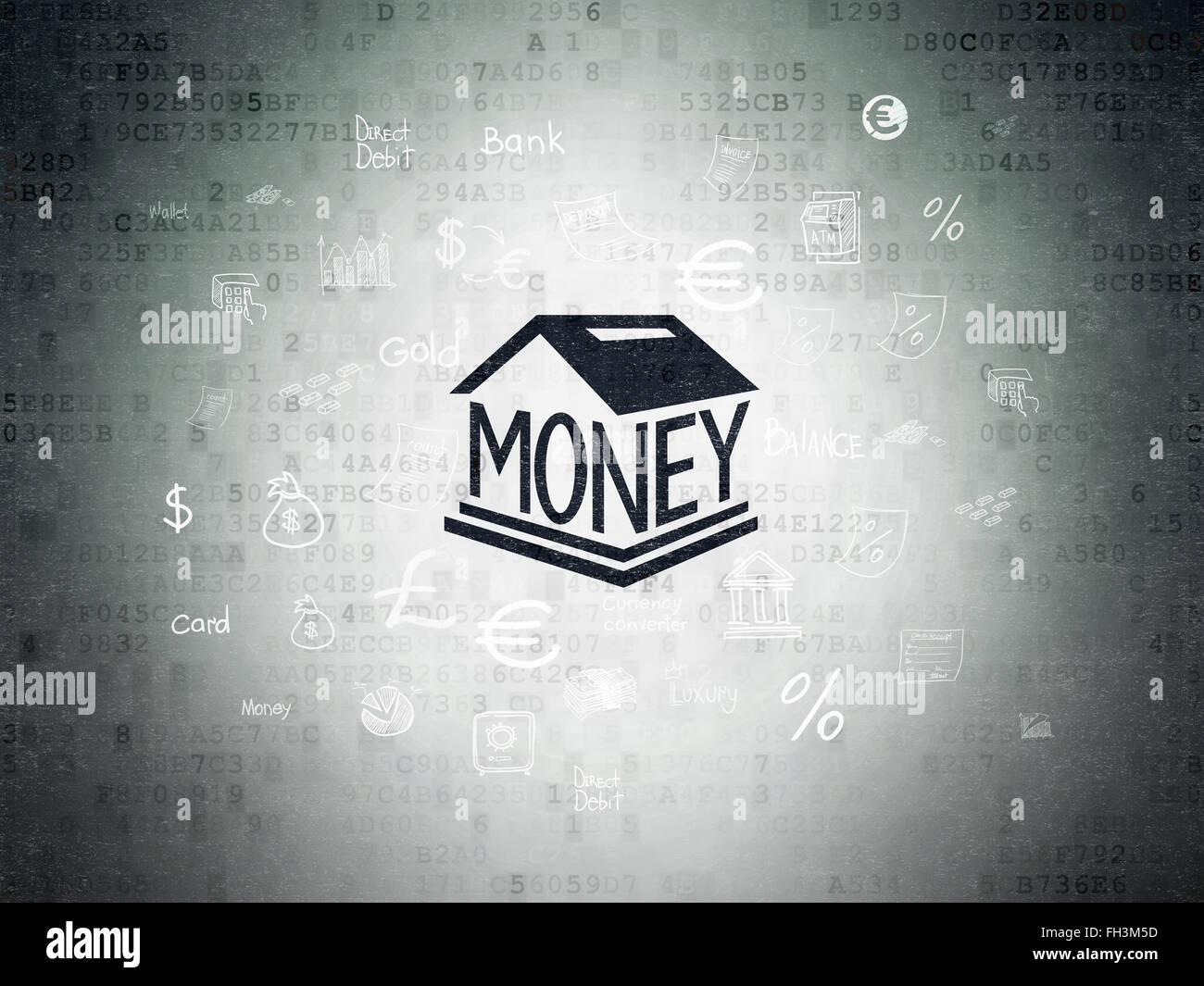 Currency concept: Money Box on Digital Paper background Stock Photo - Alamy